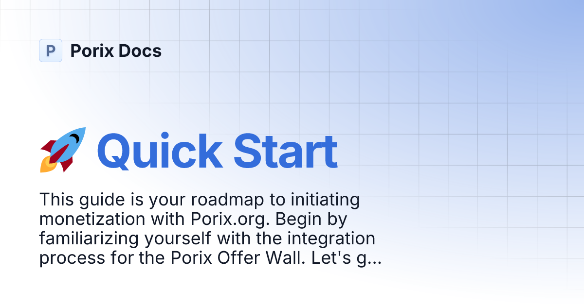 🚀 Quick Start | Porix Docs